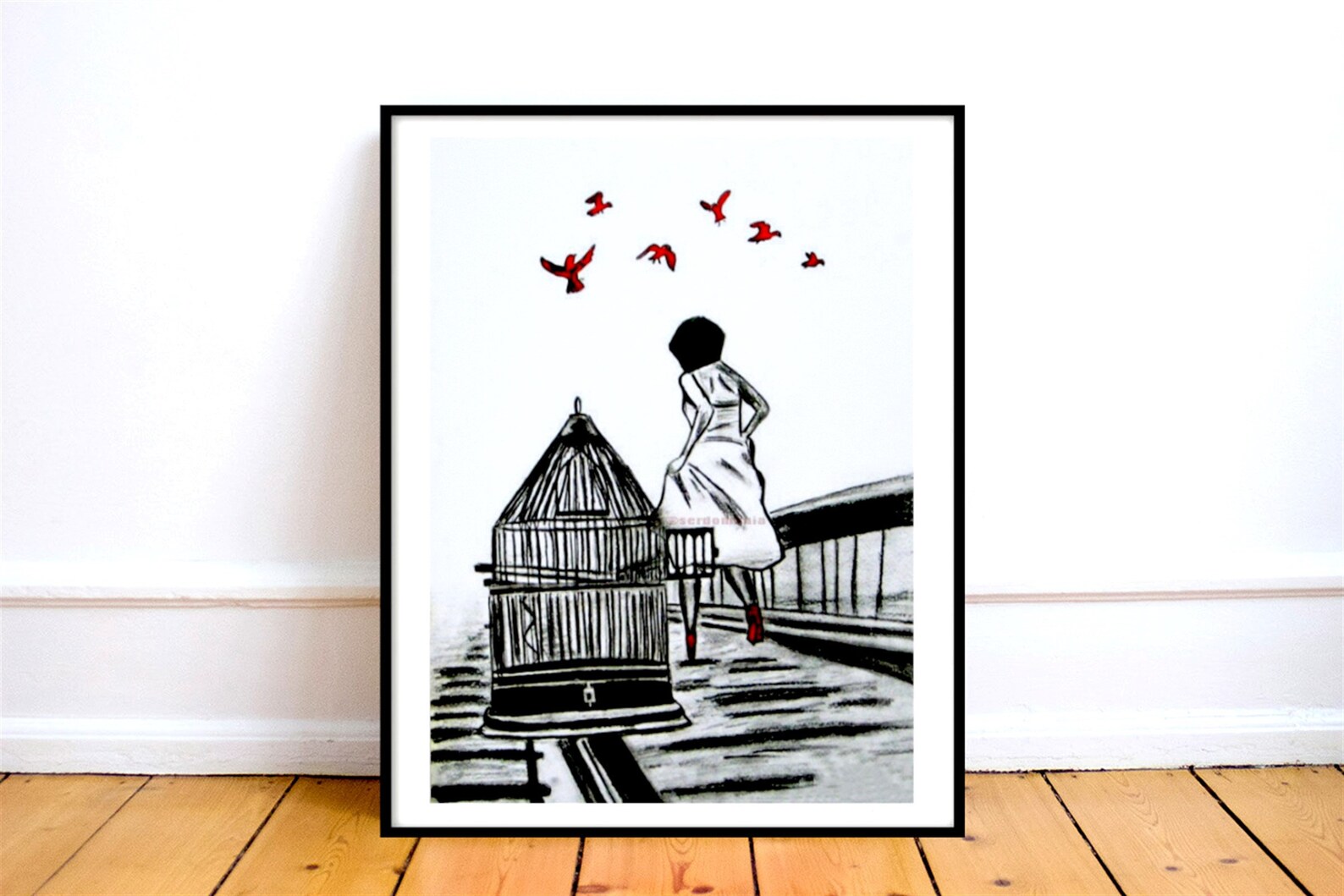 Freedom drawing freedom art print escaped woman art | Etsy