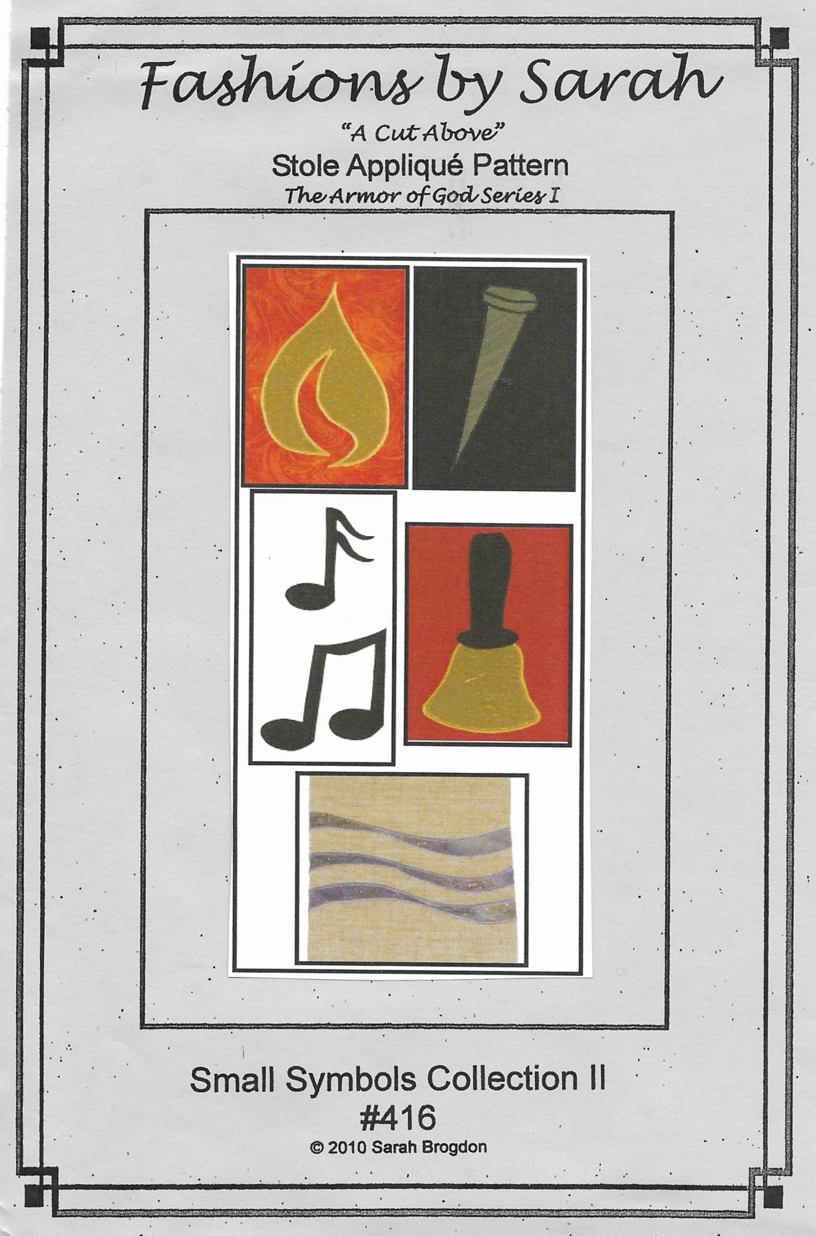 Small Symbols Appliques for Clergy Stoles, Flame, Nail, Musical Notes ...