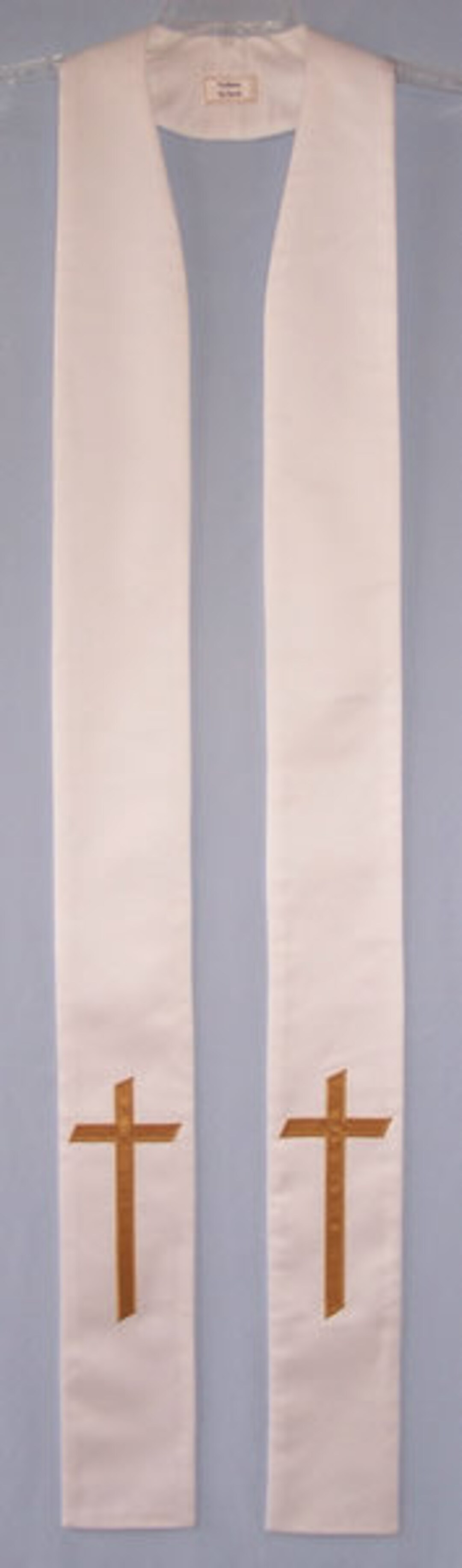 Jacquard Clergy Stole White, Crosses on Stole, Gold Crosses on Stole ...