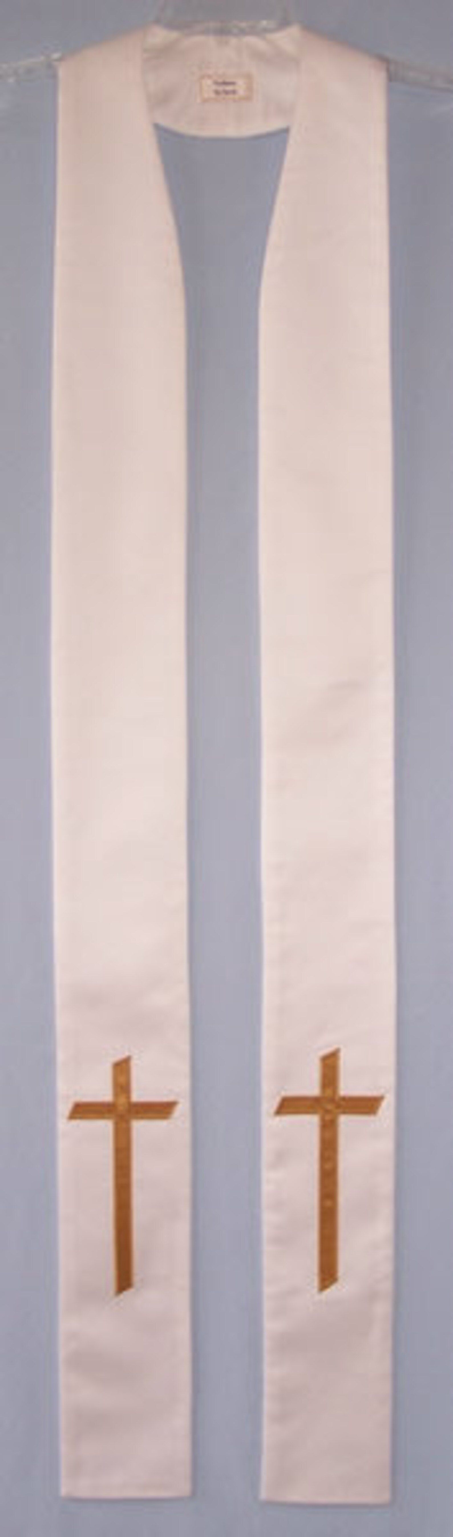 Jacquard Clergy Stole White, Crosses on Stole, Gold Crosses on Stole ...