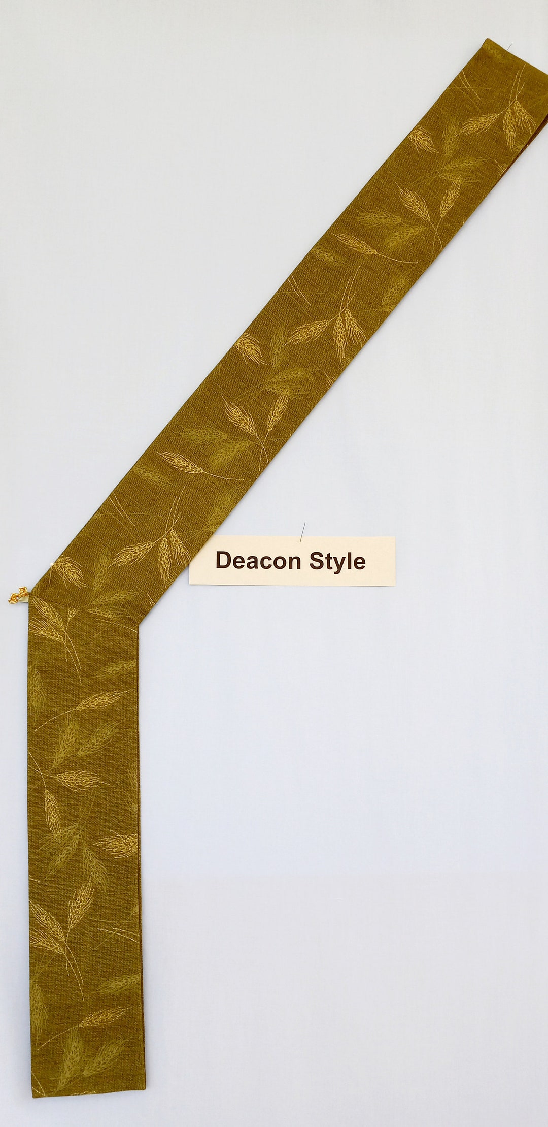 Deacon Clergy Stole, Shimmering Gold Wheat D89, on Olive Green ...