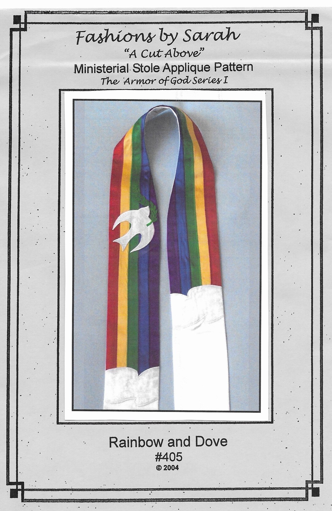 Ordinary Time Stole Applique Paper Pattern, Rainbow Colors With Dove ...