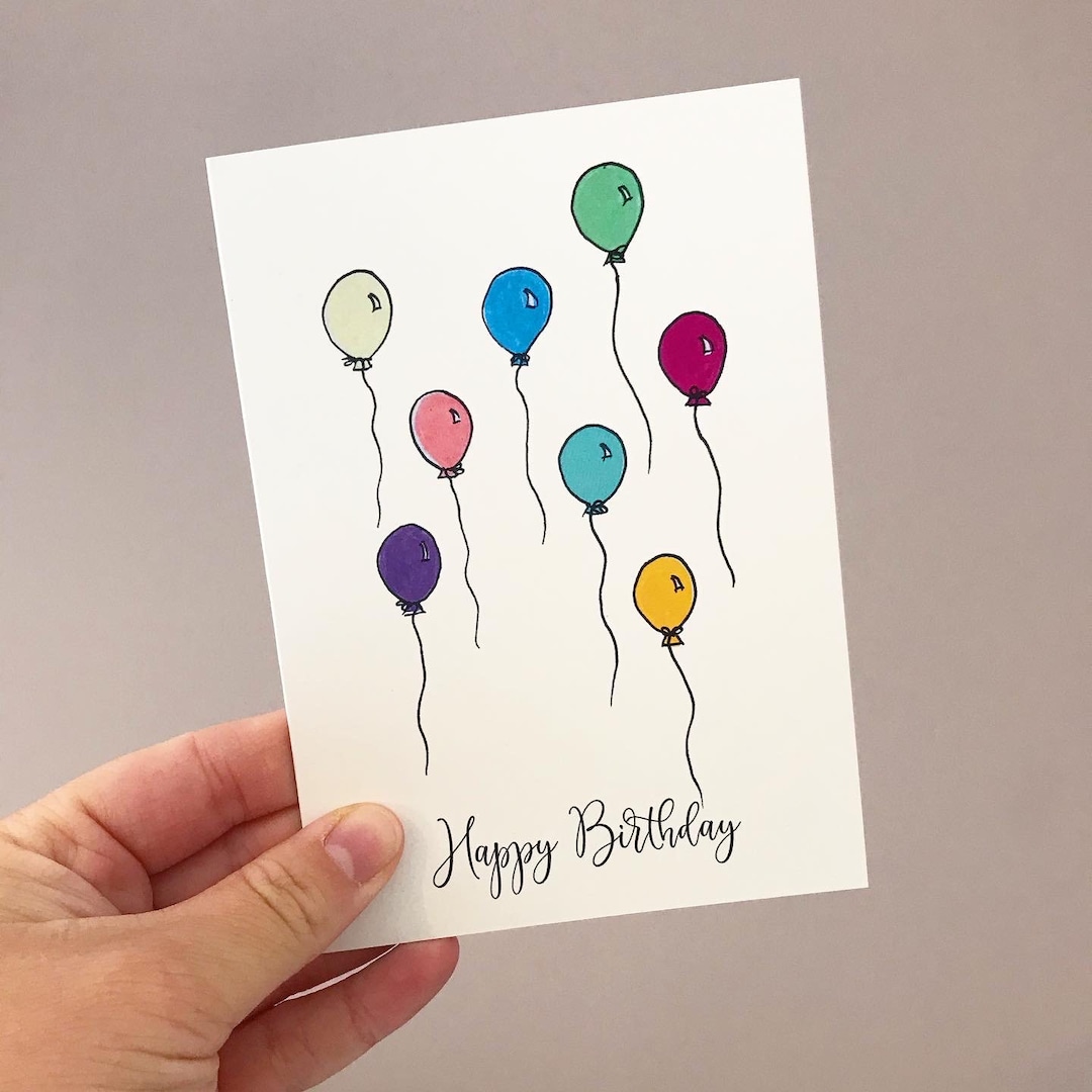 Happy Birthday Balloons Card - Etsy