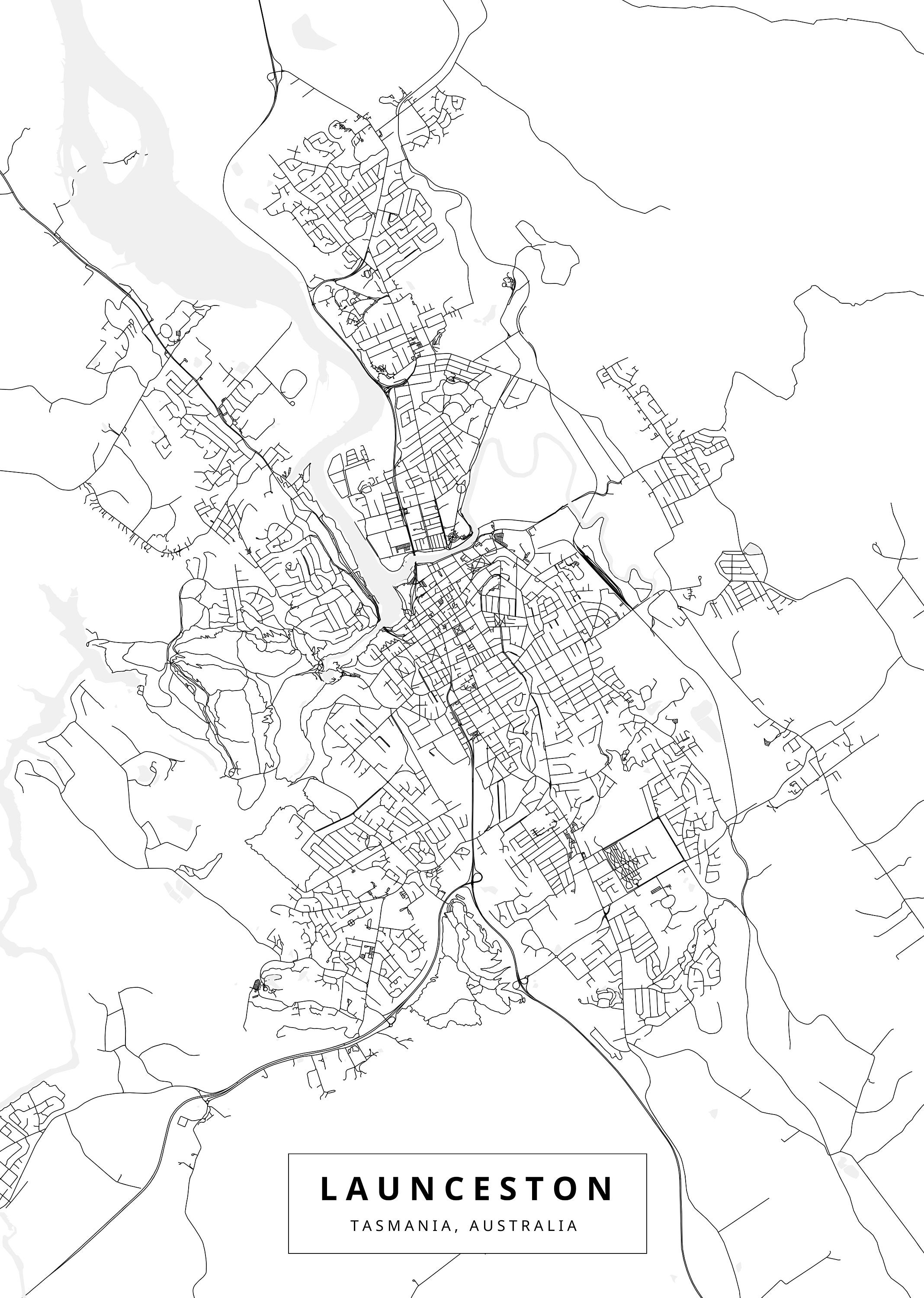 Launceston Print Launceston Map Launceston Art | Etsy