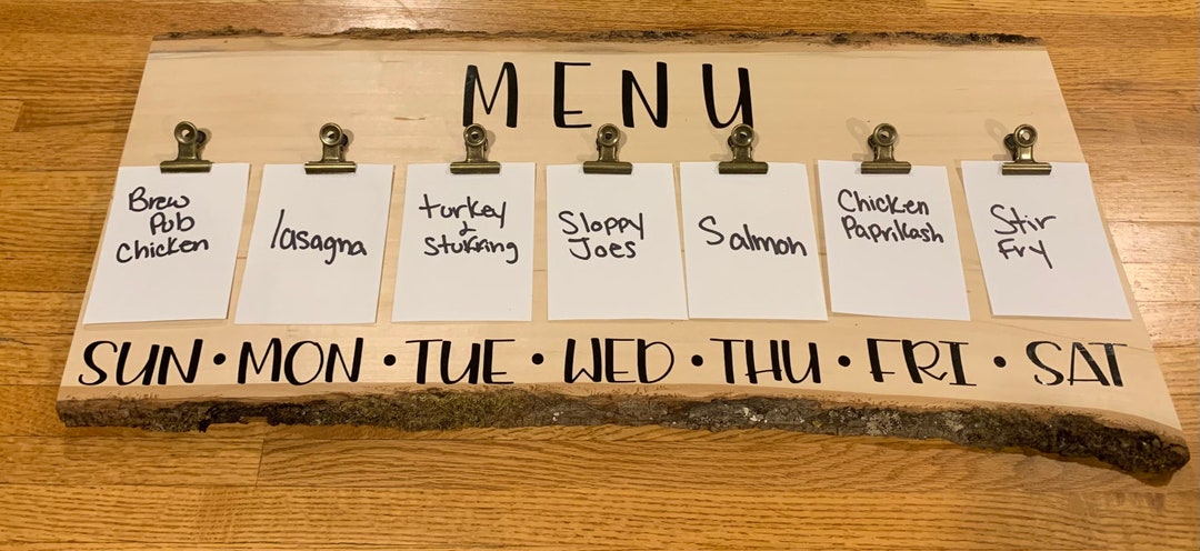 Menu Board (live Edge) ~ Kitchen Decor ~ Meal Planning - Etsy