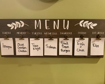 Clipboard Menu Sign, Kitchen Menu, Farmhouse Style Menu With Clips ...