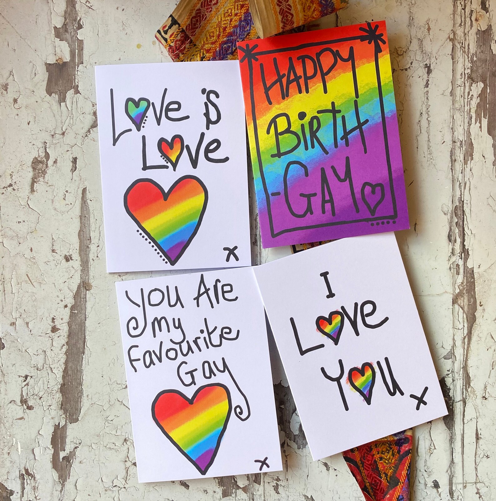 4 Pack Gay Pride Lgbtq Cards Lesbian Card Pack Love Is Etsy