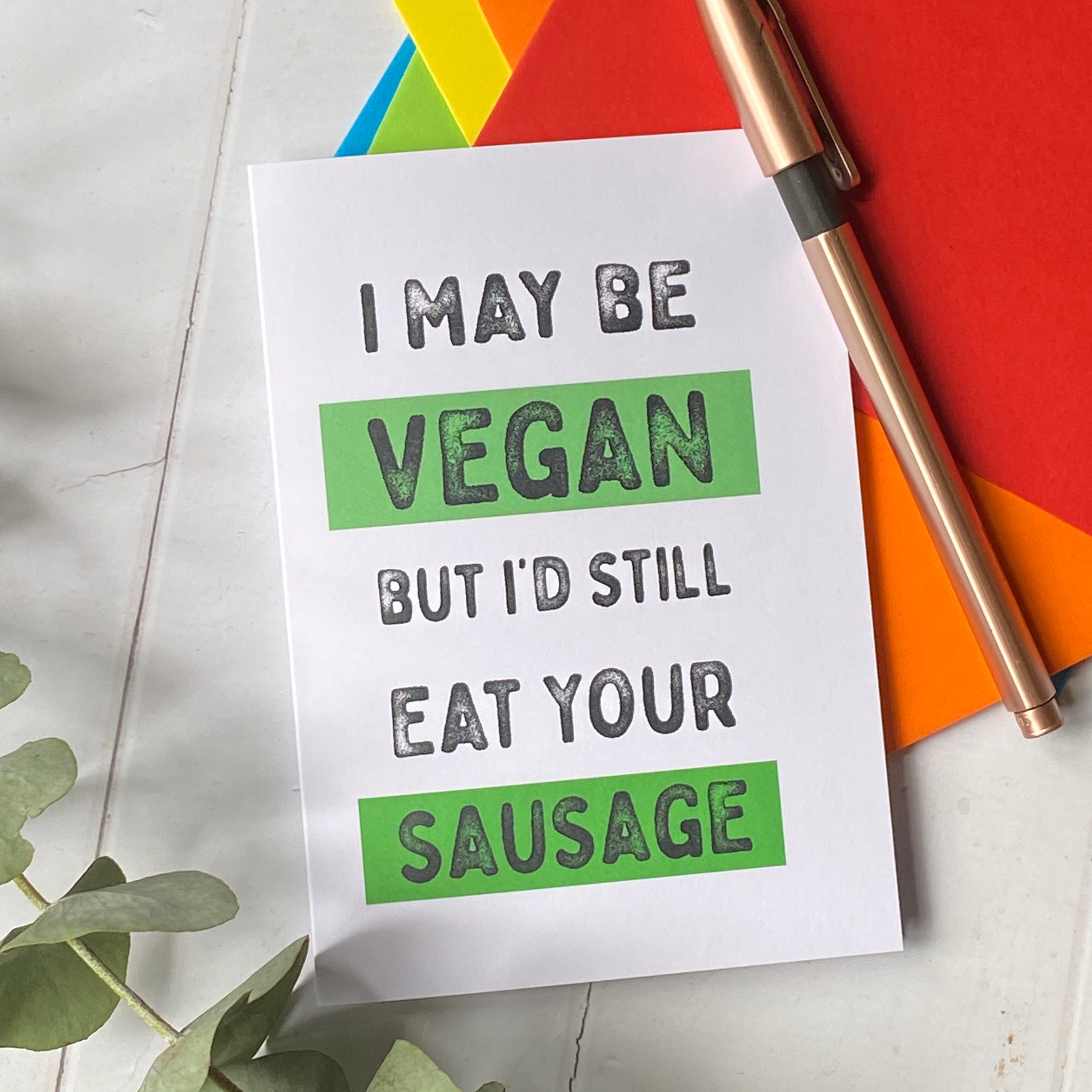 Funny Vegan Adult Humour Greeting Card Funny Rude Vegan Card Rude Vegan ...
