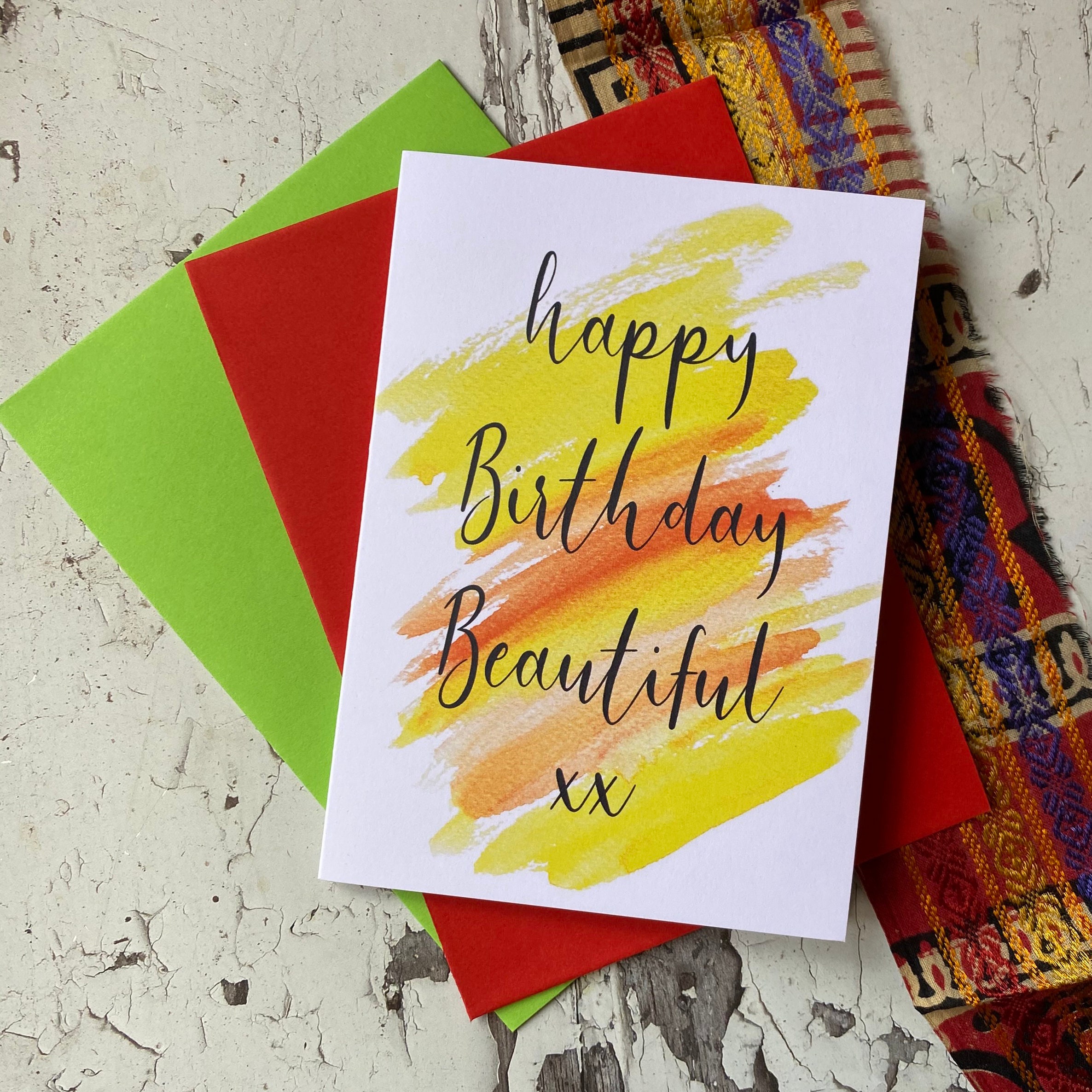 Happy Birthday Beautiful Happy Birthday Girl Card Girl Etsy UK Happy Birthday Beautiful Happy Birthday Girl Card Girl Etsy UK