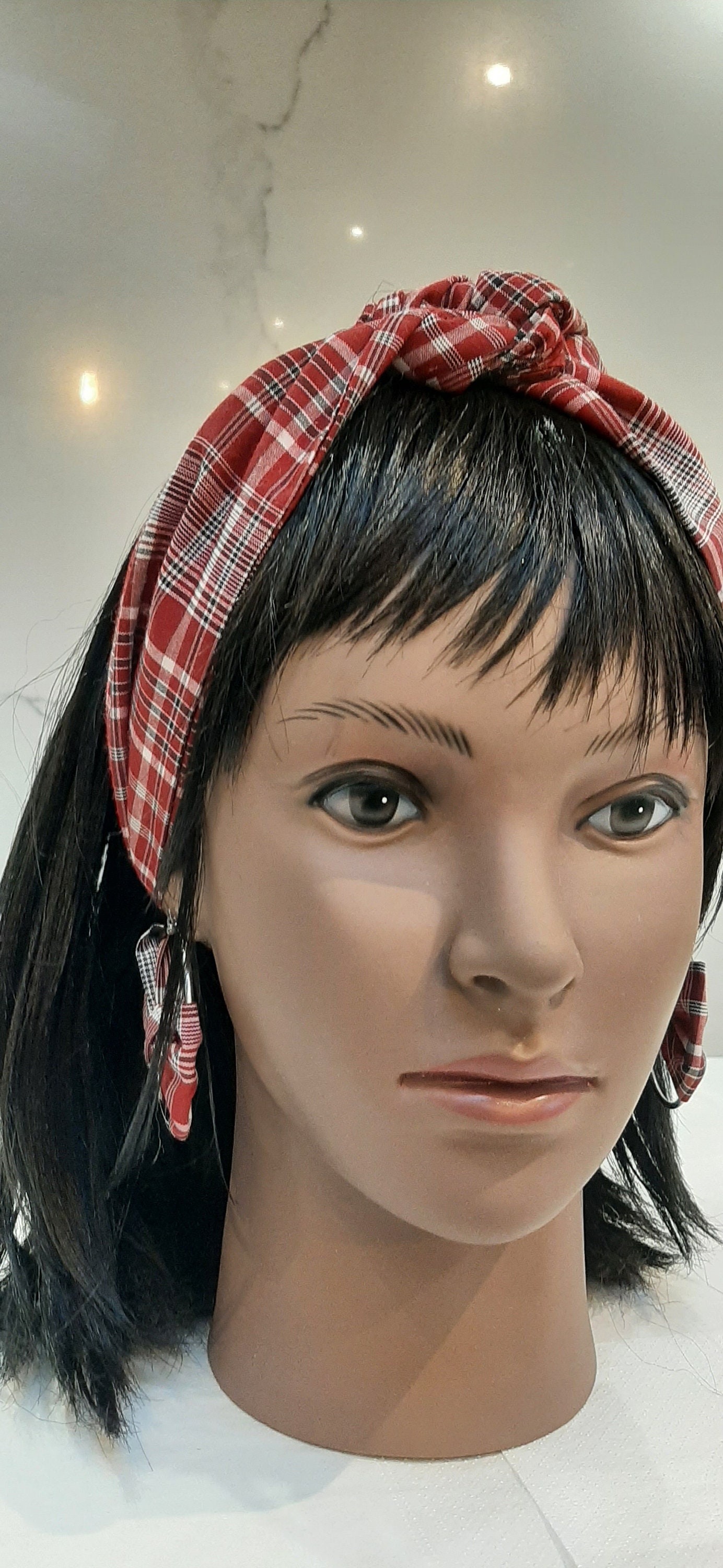 Jamaican Traditional Bandana Earring and Head Tie Set, Madras Cloth ...