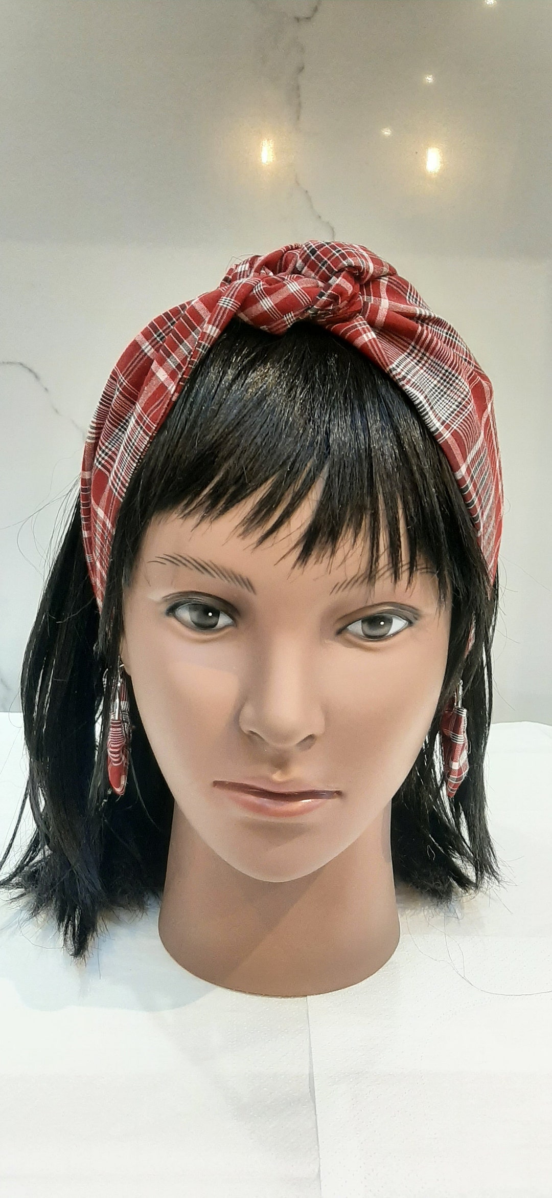 Jamaican Traditional Bandana Earring and Head Tie Set, Madras Cloth ...