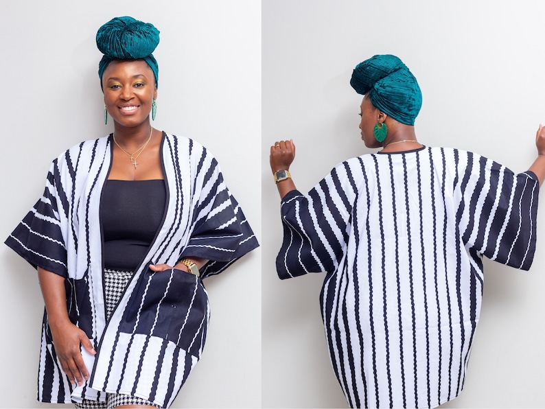 Black and White Oversize African Print Kimono Cover up ||ankara Kimono ...