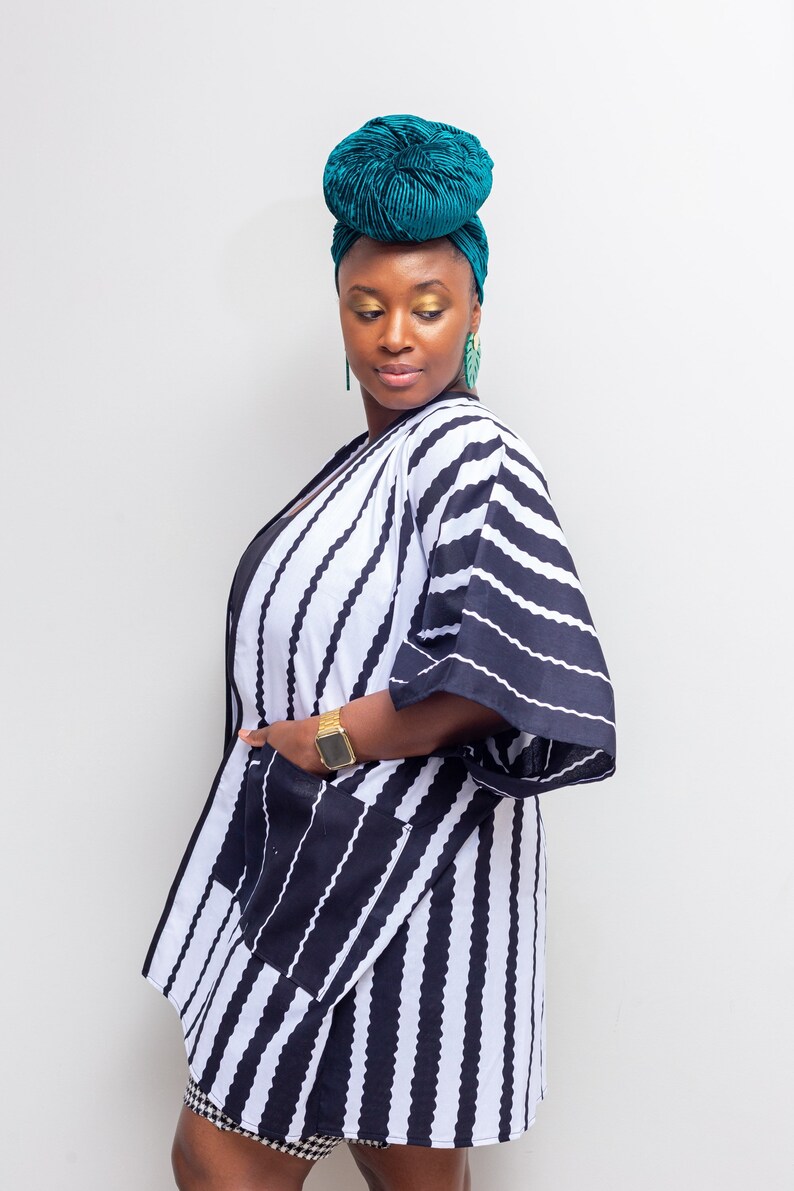 Black and White Oversize African Print Kimono Cover up ||ankara Kimono ...