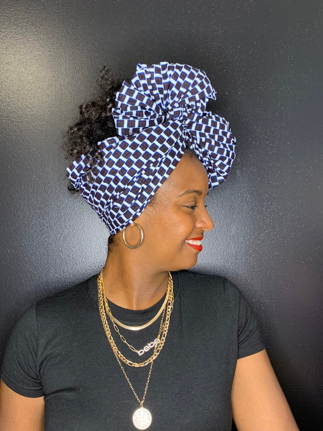 Kariertes Kopftuch || Boho Kopftuch || Afrikanischer Stoff Head Wrap ...