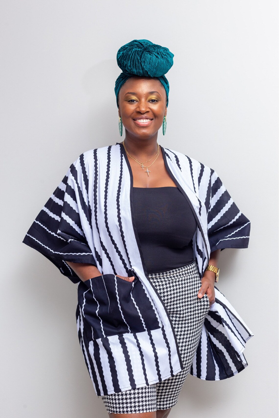 Black and White Oversize African Print Kimono Cover up ||ankara Kimono ...