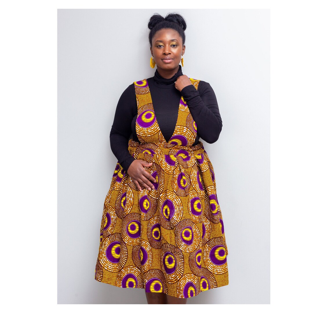 Ankara Pinafore Dress || Plus Size Inclusive Ankara Dress - Aba Design ...