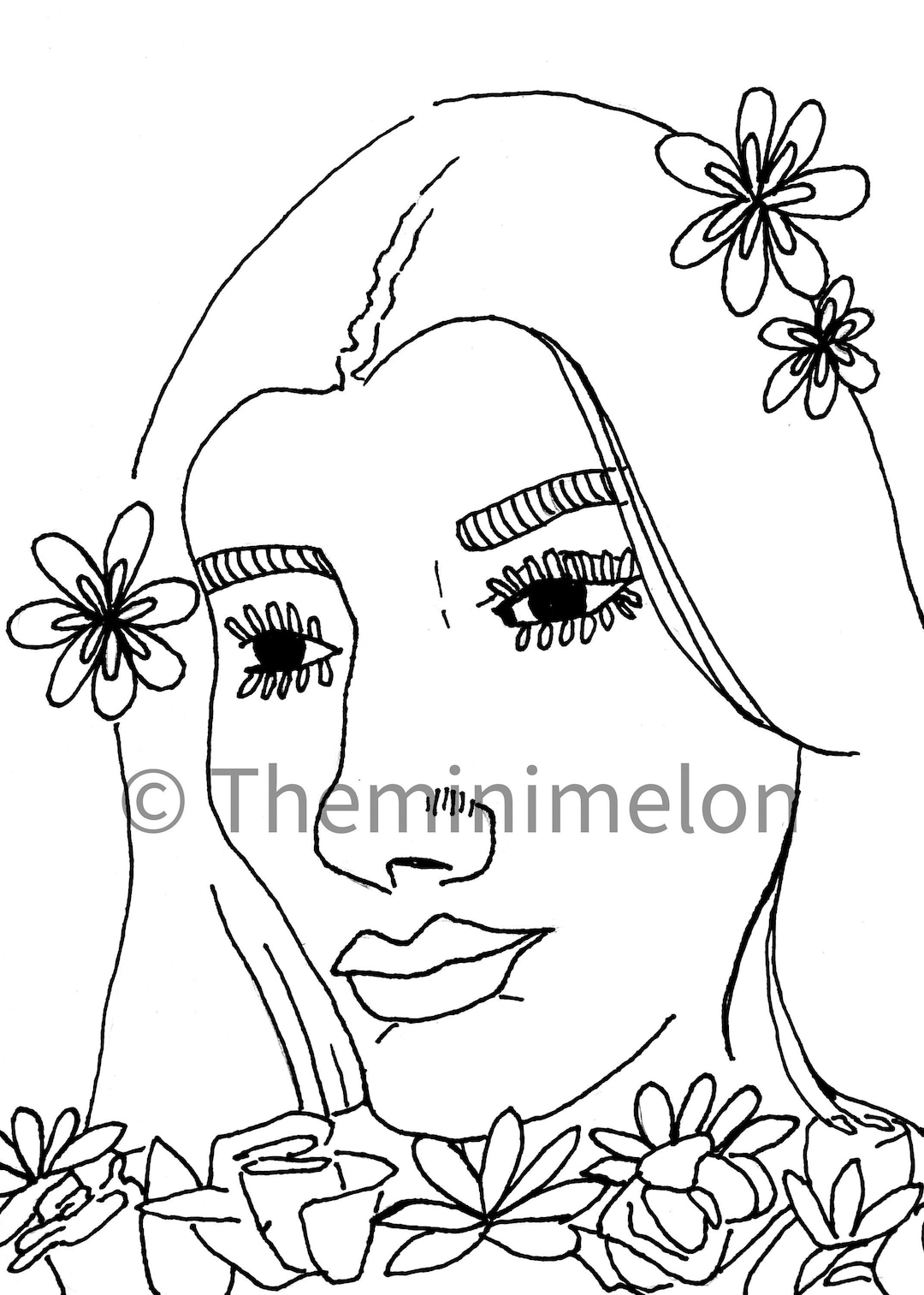 Flower Girl Coloring Page| Printable Coloring Page - Etsy