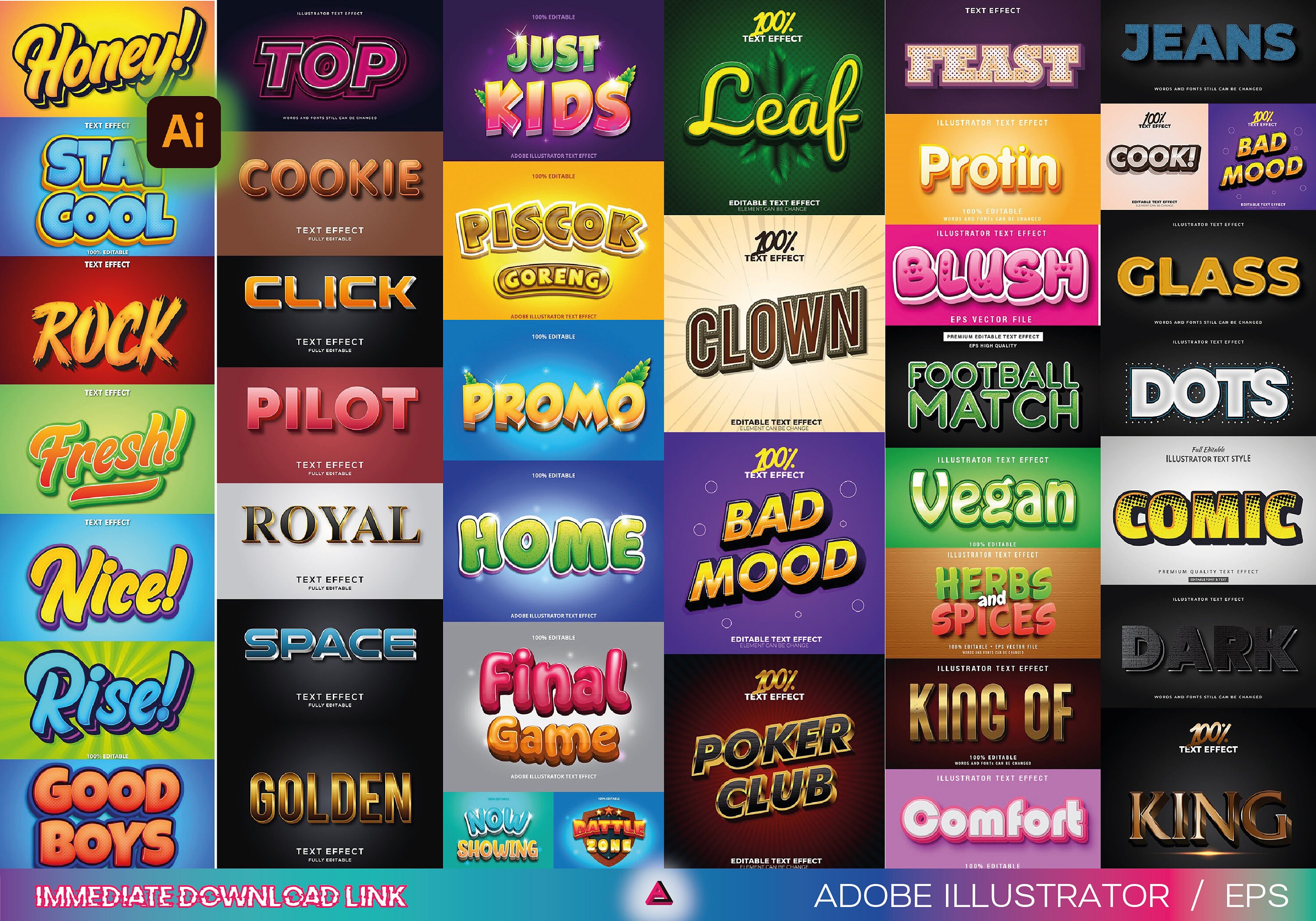 3000+ Premium Illustrator Texts & Styles Effects, Editable, Works at ...