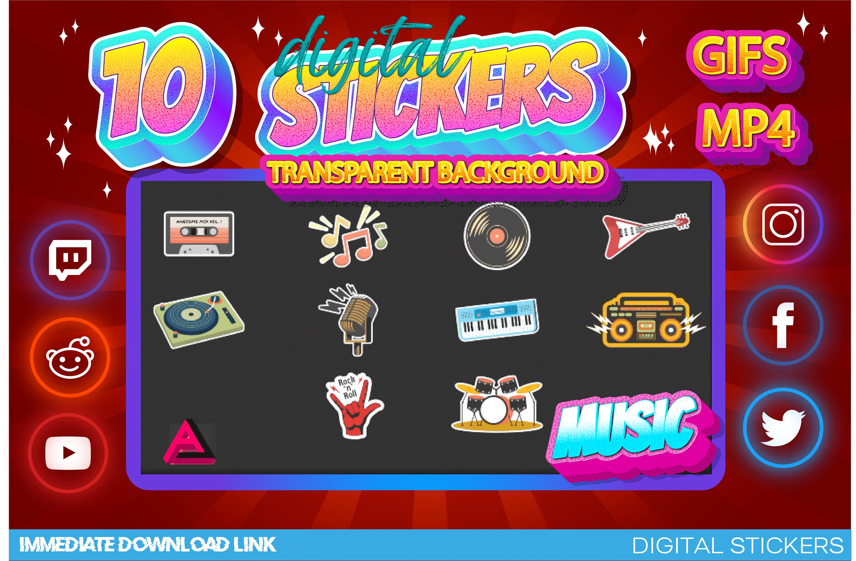 100 Animated Cartoon-style Digital Stickers of in GIFS and in - Etsy
