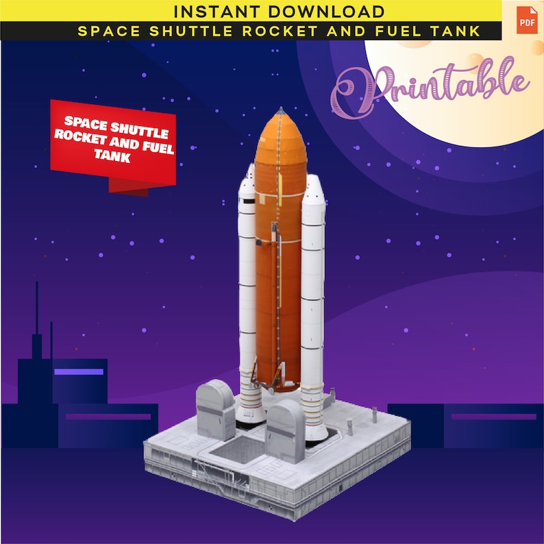 Space Shuttle Rocket and Fuel Tank, Make Space Paper, PDF File to Print ...