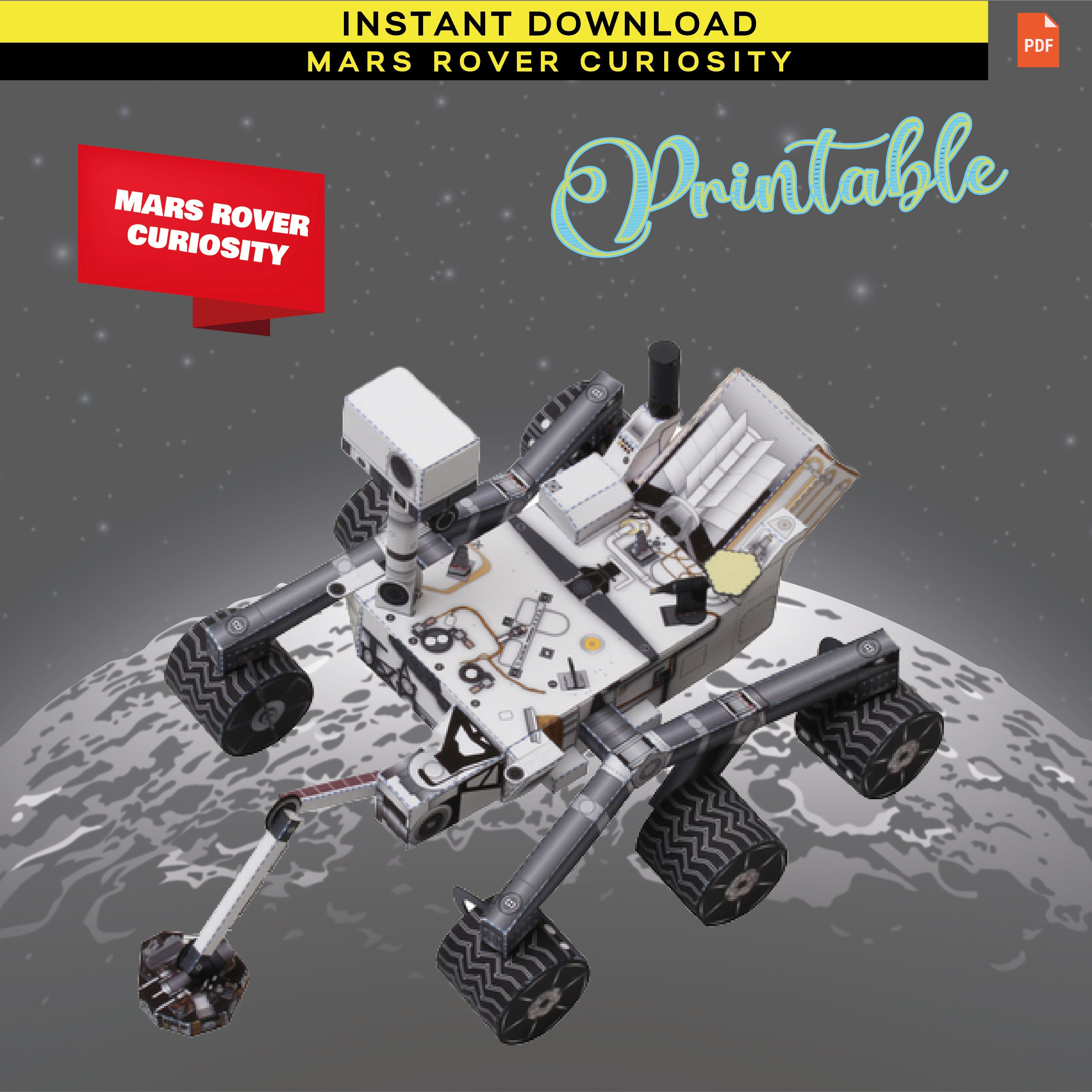 Mars Rover Curiosity, Make a PDF File to Print at Home, Papercraft 3D ...