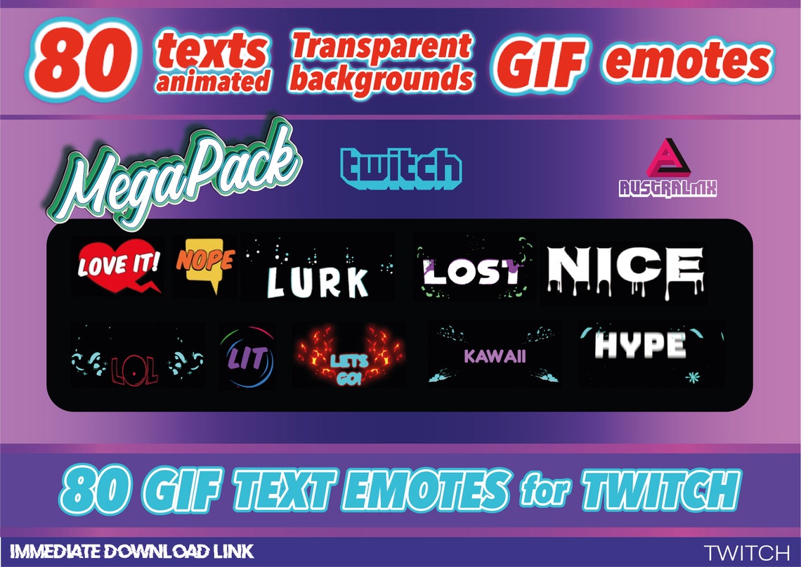 80 Animated Gif Texts in Mega Package Designed for Emotes Twitch or ...