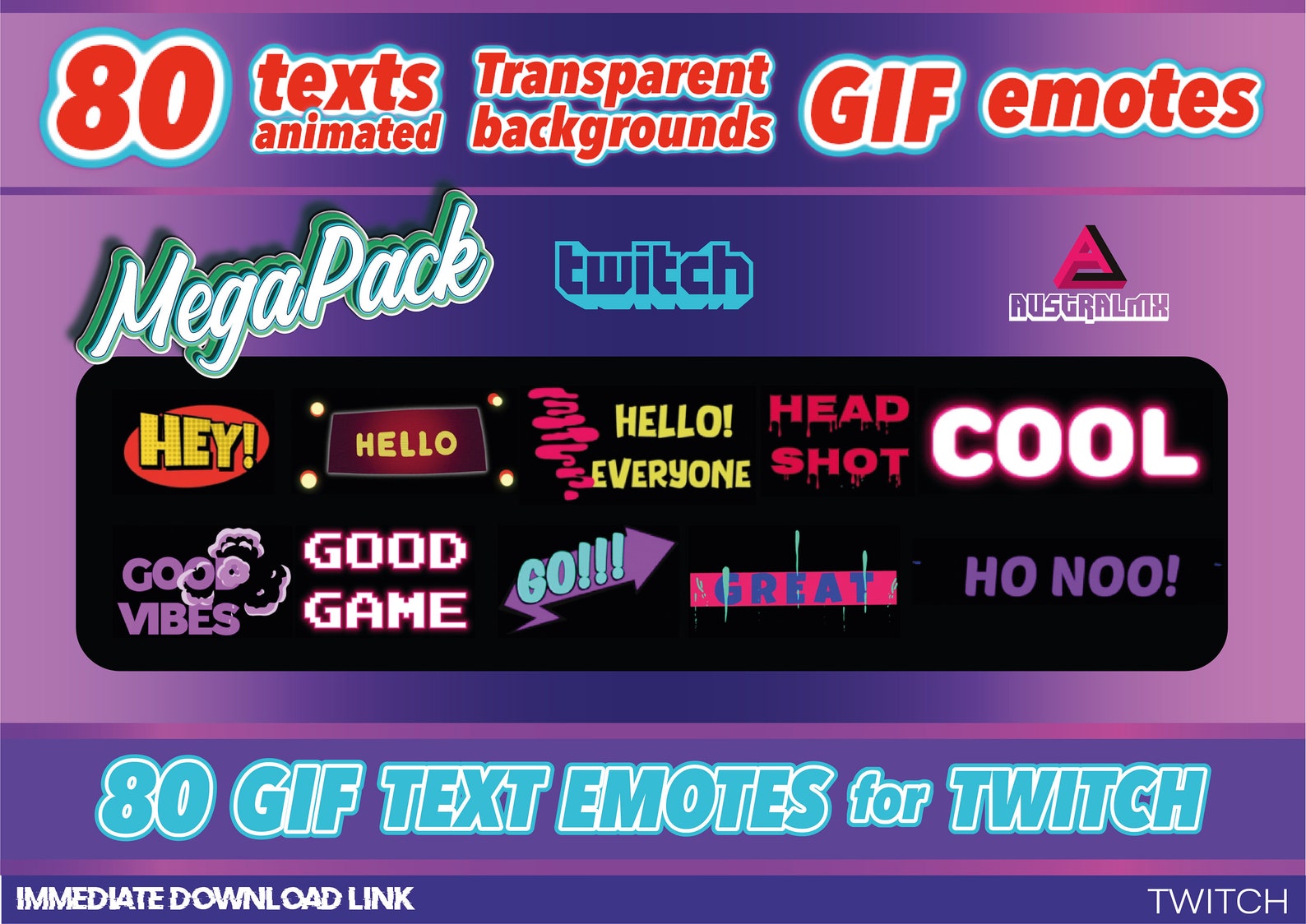 80 Animated Gif Texts in Mega Package Designed for Emotes Twitch or ...