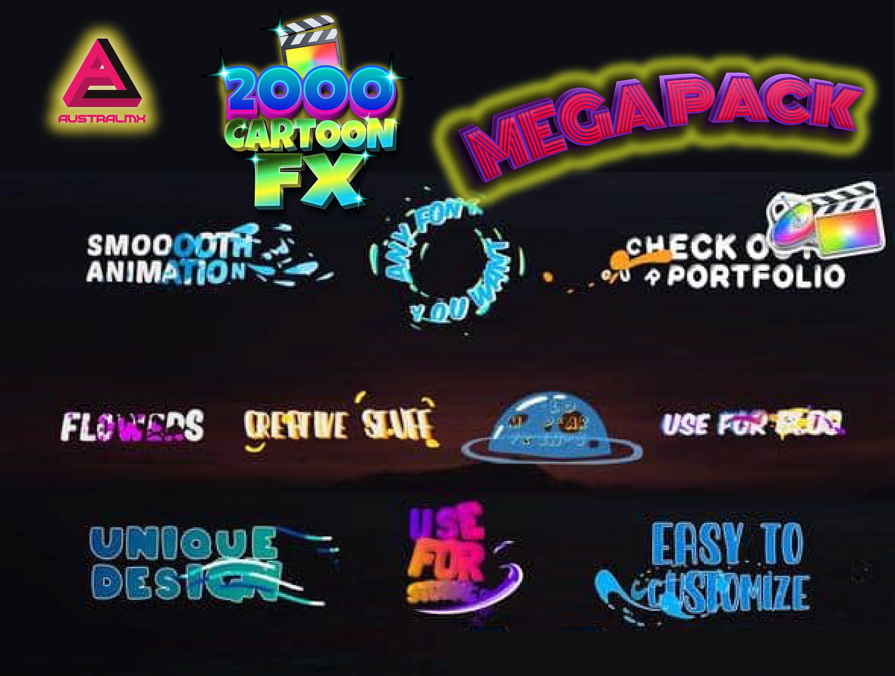 2000 Animated Cartoon Elements, Handmade Designs, Editable and ...