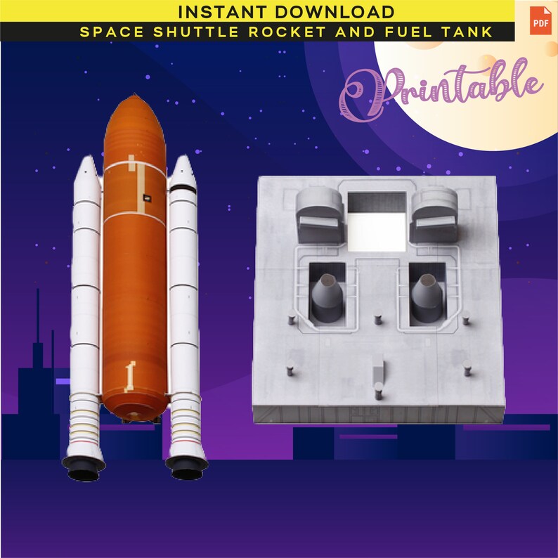 Space Shuttle Rocket and Fuel Tank, Make Space Paper, PDF File to Print ...