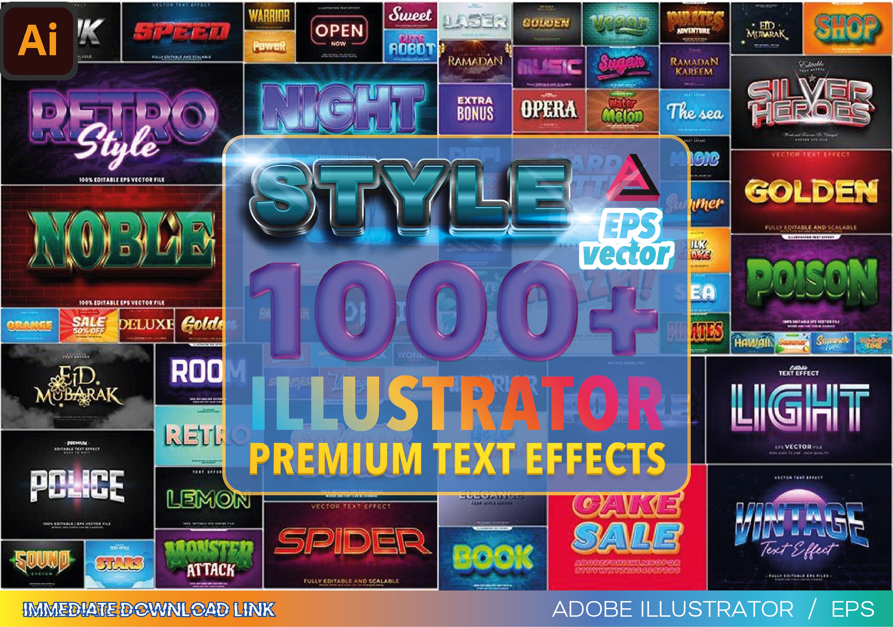 1000+ Premium Illustrator Texts & Styles Effects, Editable, Works at ...