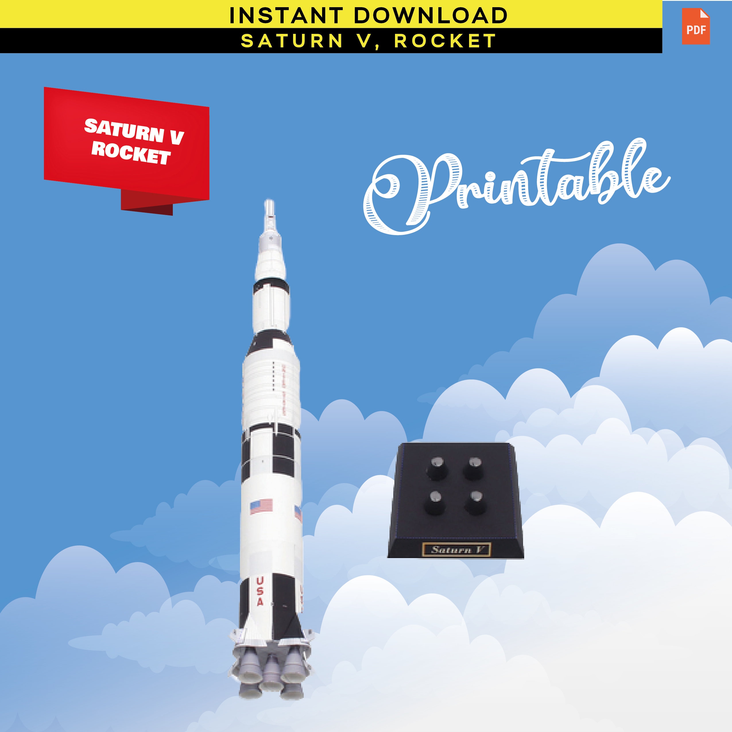 Figure Saturn V Rocket Space, Make Space Paper, to Make a PDF File ...