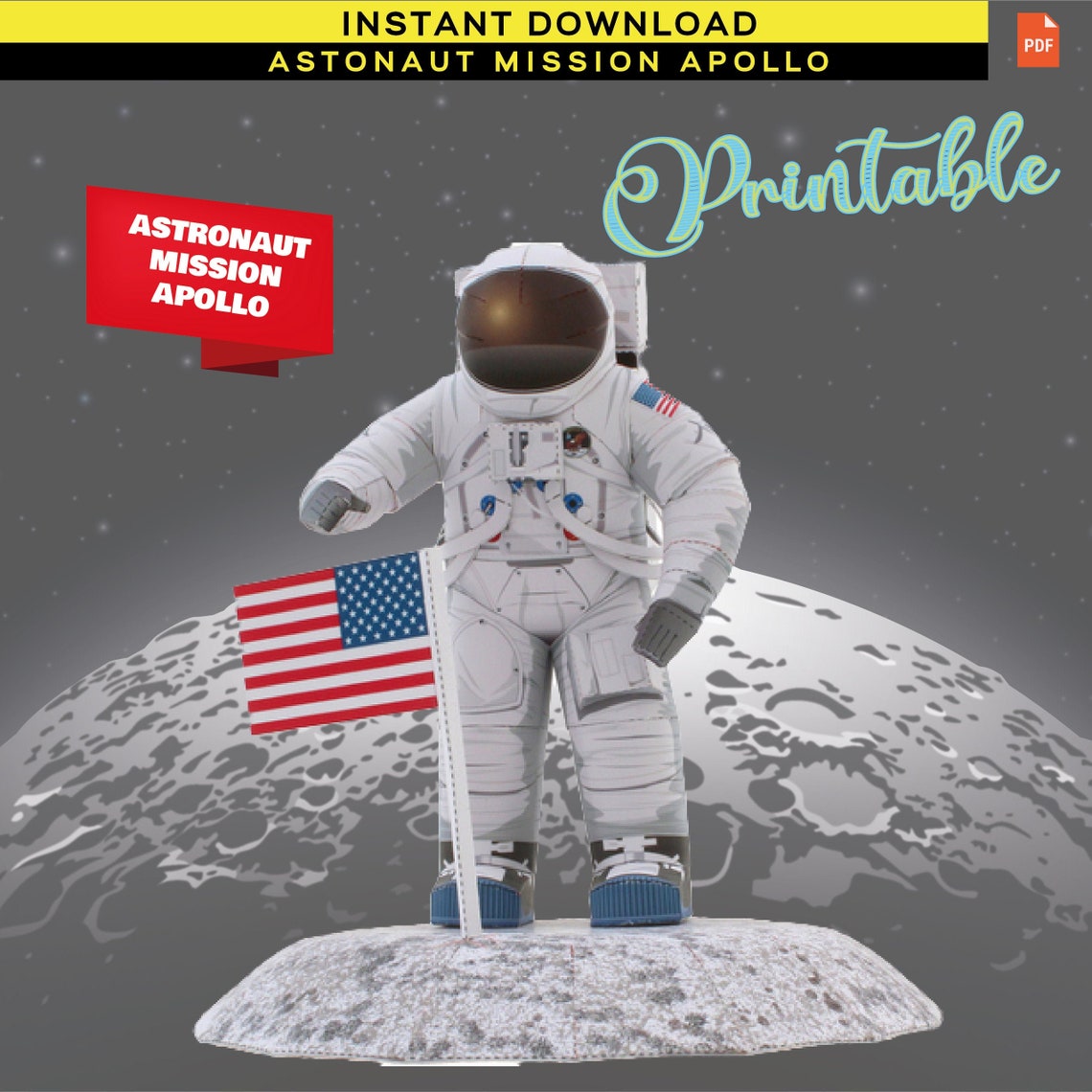 Astronaut in His Apollo Mission Spacesuit, Make Figure Space a PDF to ...