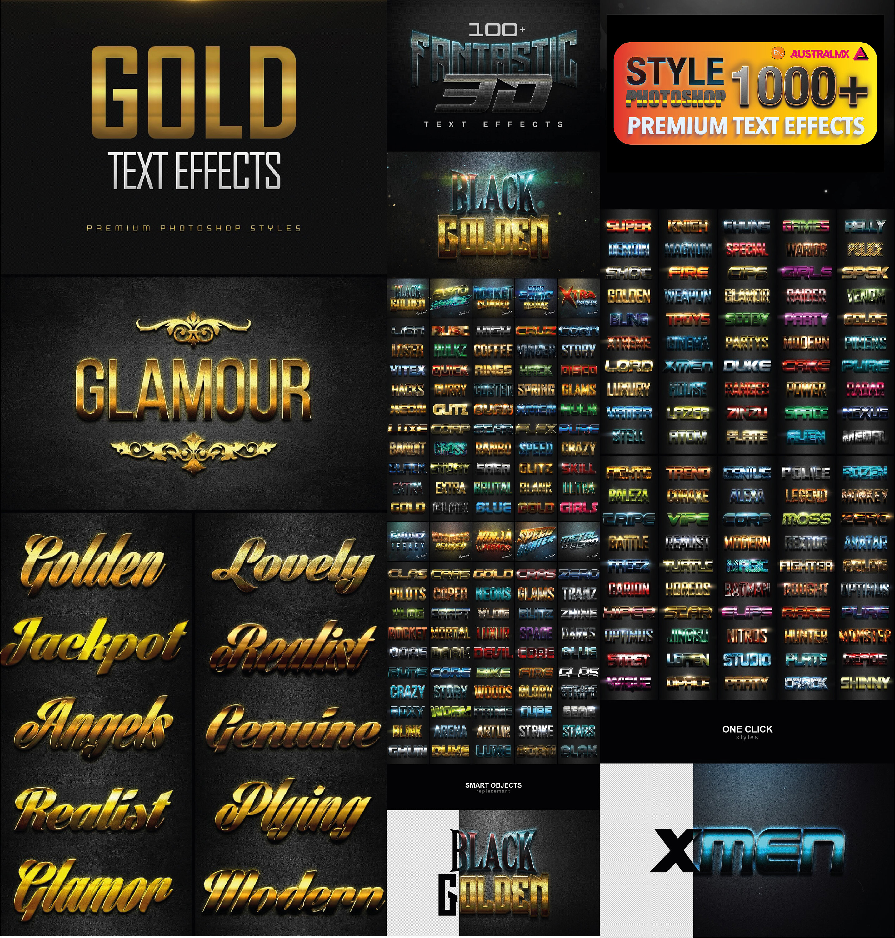 1000+ Premium Photoshop Texts & Styles Effects, Editable, Works in Any ...