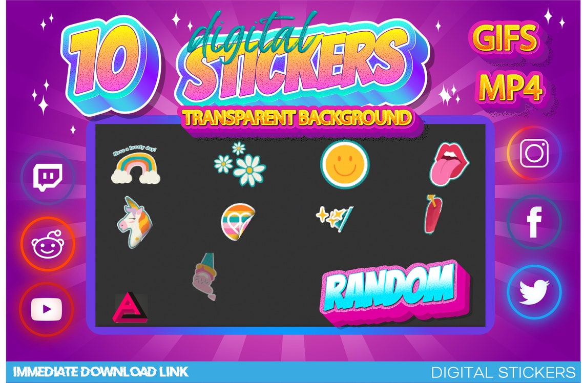 100 Animated Cartoon-style Digital Stickers of in GIFS and in | Etsy