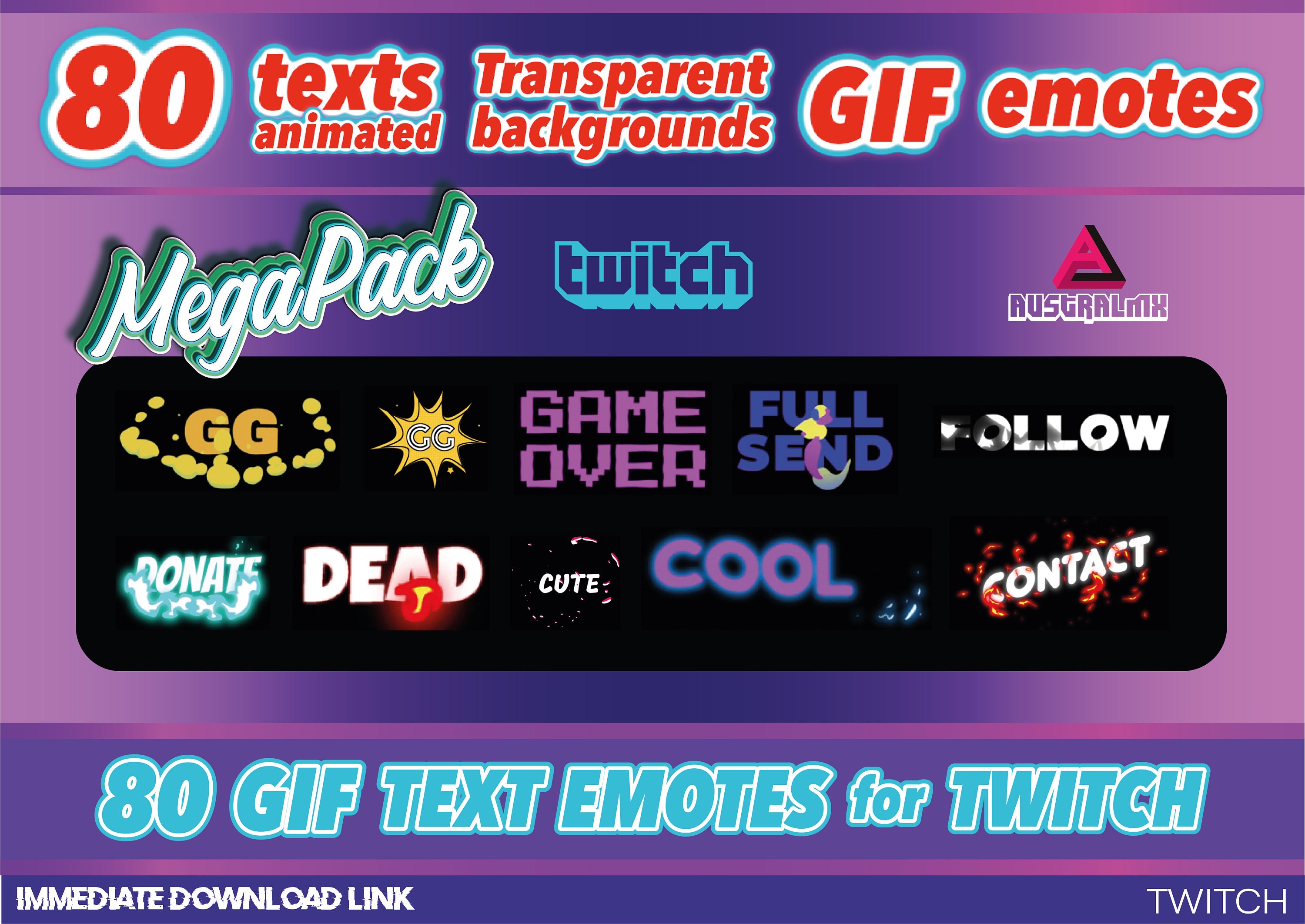80 Animated Gif Texts in Mega Package Designed for Emotes Twitch or ...