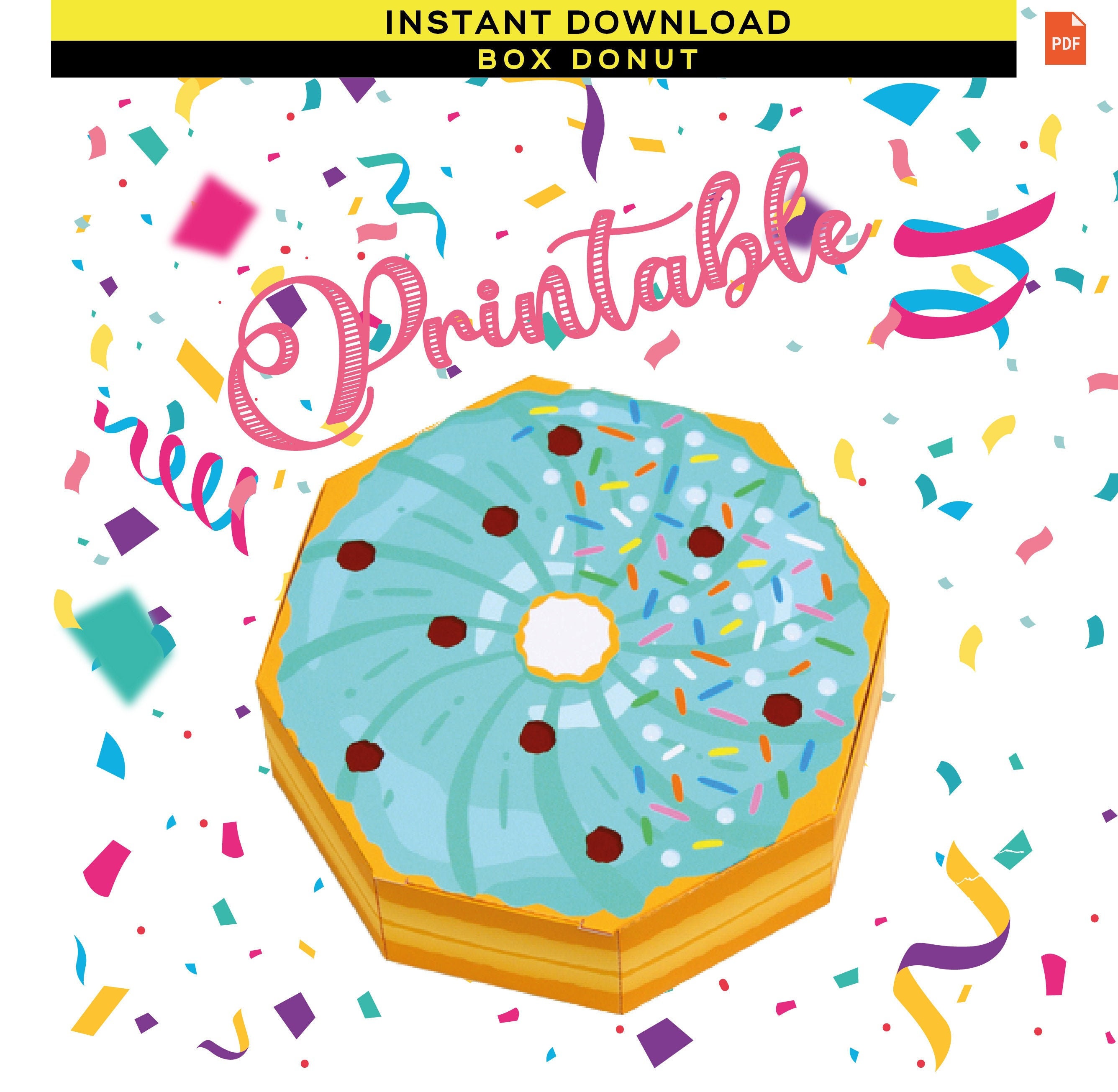 Donut Box. Donut Packaging. Template Digital PDF File, Template for ...