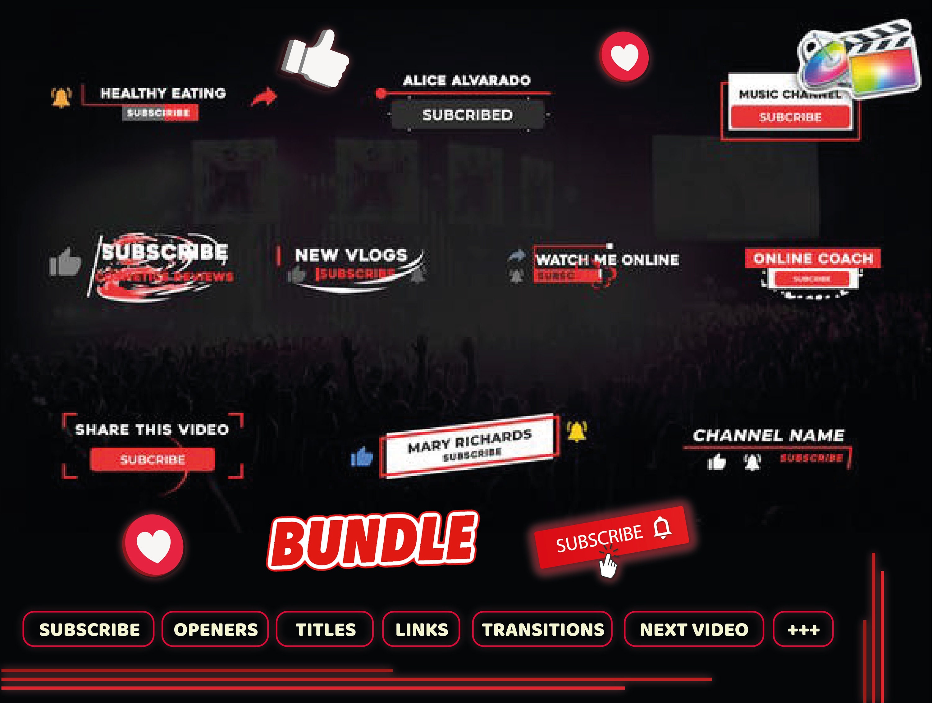 Youtube Essential Library for FCPX. 1000 Items. Everything You Need to ...