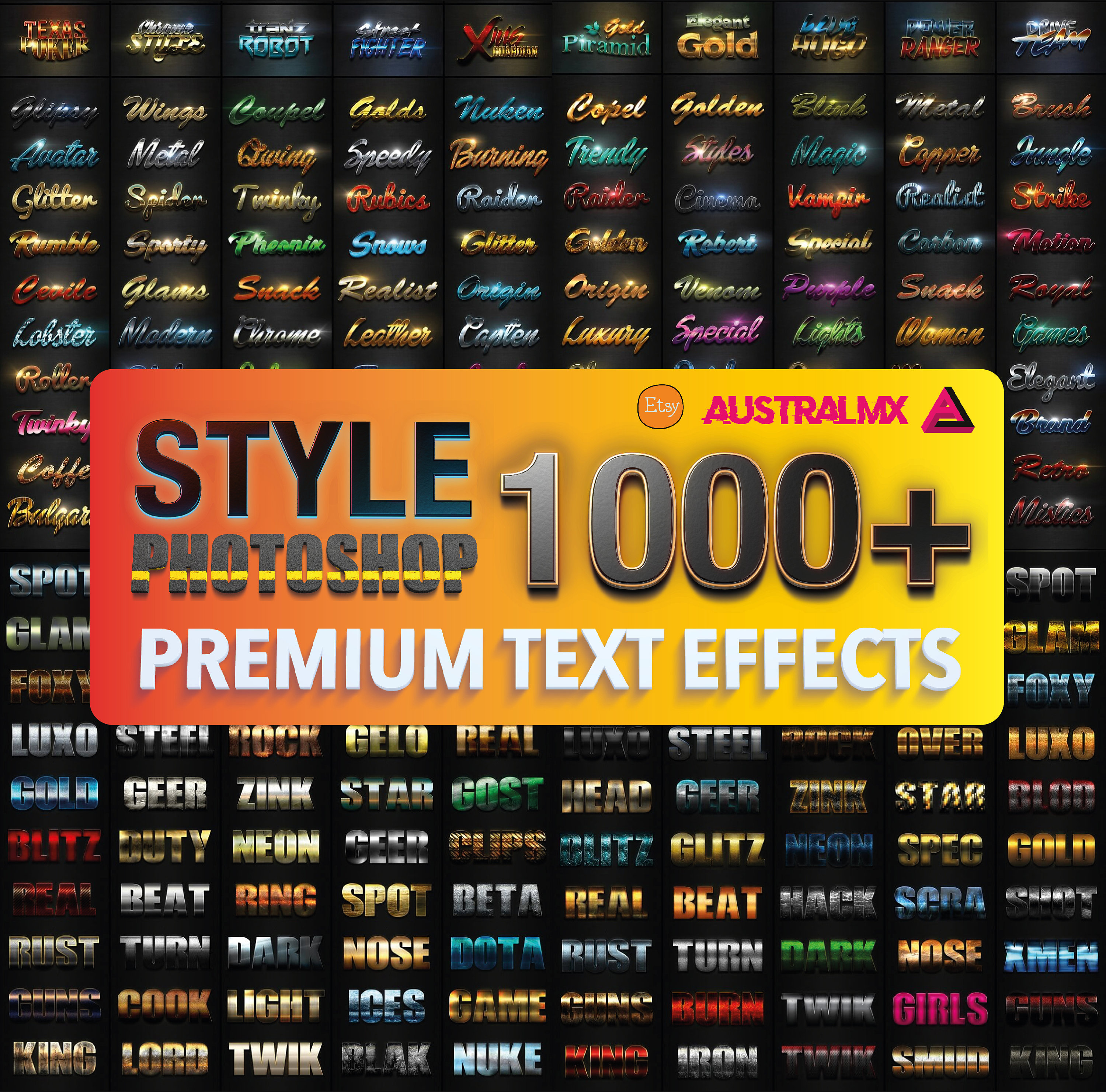 1000+ Premium Photoshop Texts & Styles Effects, Editable, Works in Any ...
