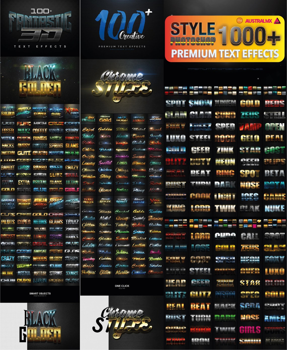 1000+ Premium Photoshop Texts & Styles Effects, Editable, Works in Any ...