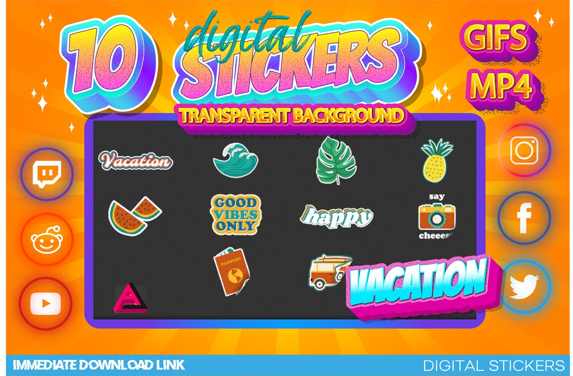 100 Animated Cartoon-style Digital Stickers of in GIFS and in | Etsy