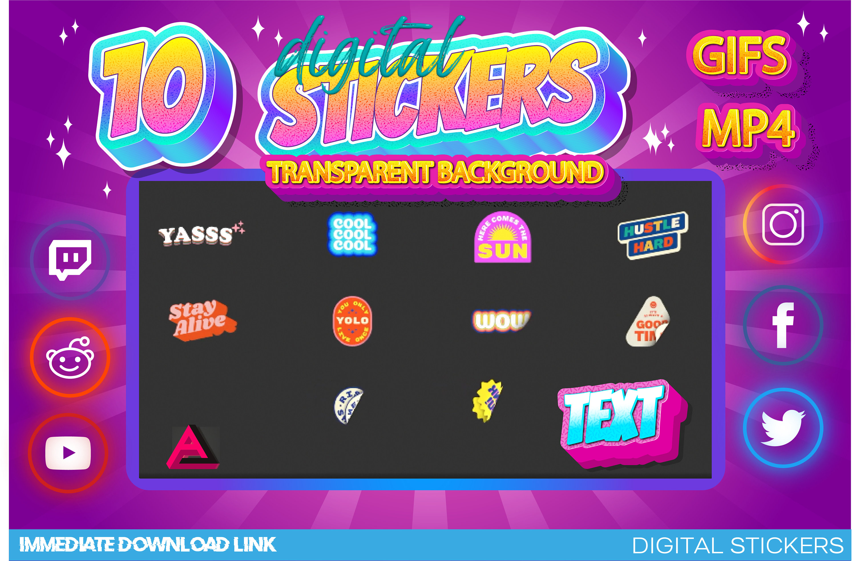 Animated Cartoon-style Digital Stickers of Text in GIFS and in MP4 With ...