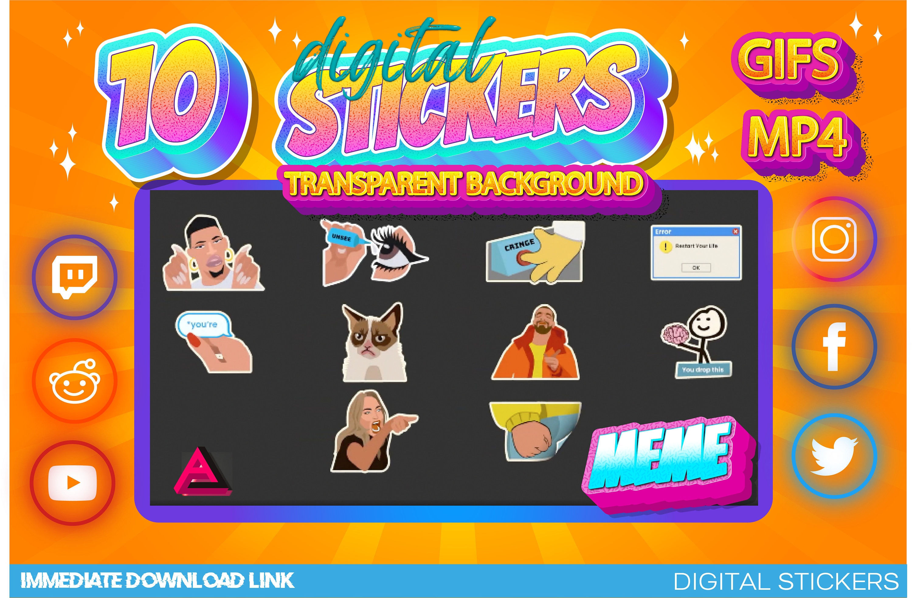 Animated Cartoon-style Digital Stickers of Meme in GIFS and in MP4 With ...