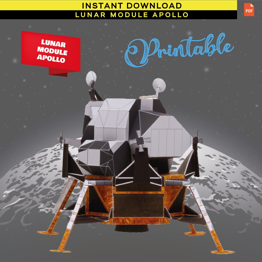 Moon Module Apollo, Make Space Figure Paper, Papercraft 3D Template ...