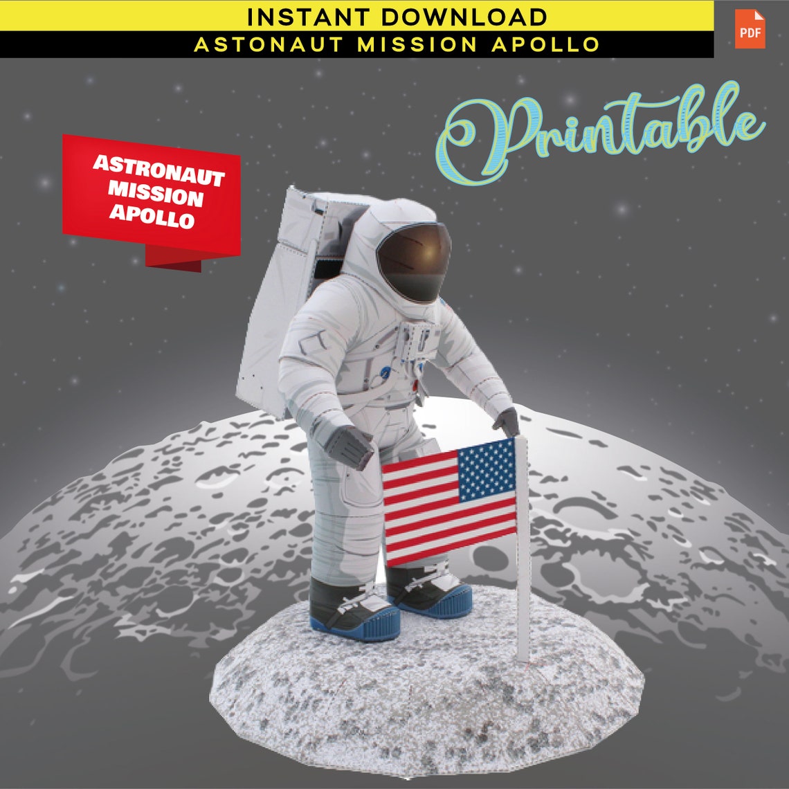 Astronaut in His Apollo Mission Spacesuit, Make Figure Space a PDF to ...