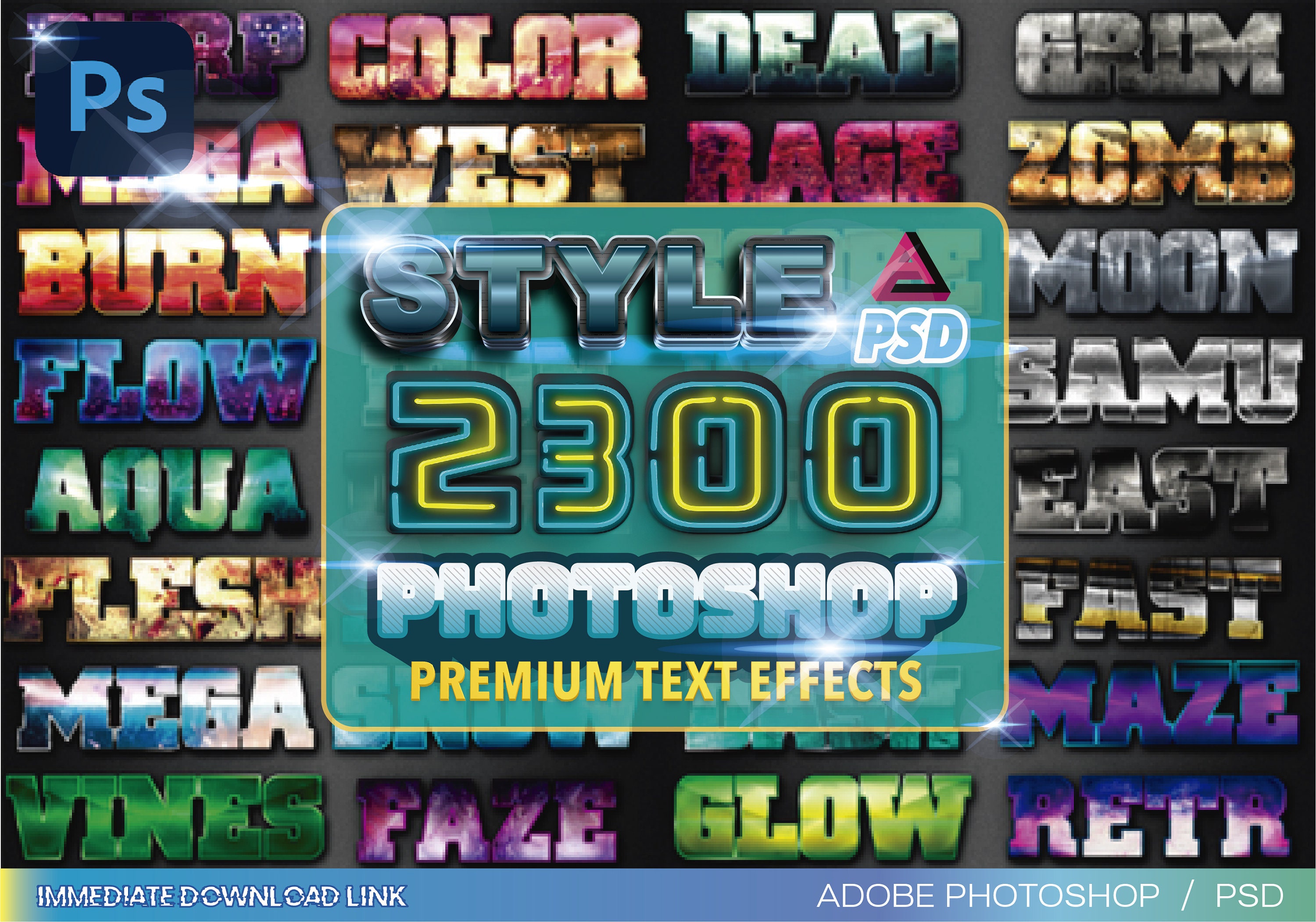 2300+ Premium Photoshop Texts & Styles Effects, Editable, Works in Any ...
