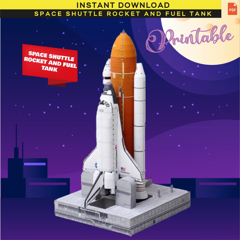 Space Shuttle Rocket and Fuel Tank, Make Space Paper, PDF File to Print ...