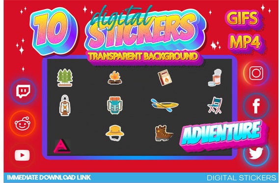 Animated Cartoon-style Digital Stickers of Adventure in GIFS | Etsy