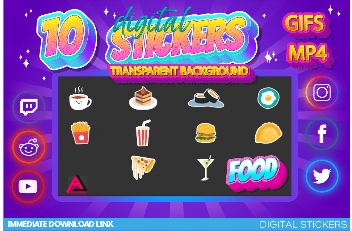 100 Animated Cartoon-style Digital Stickers of in GIFS and in | Etsy
