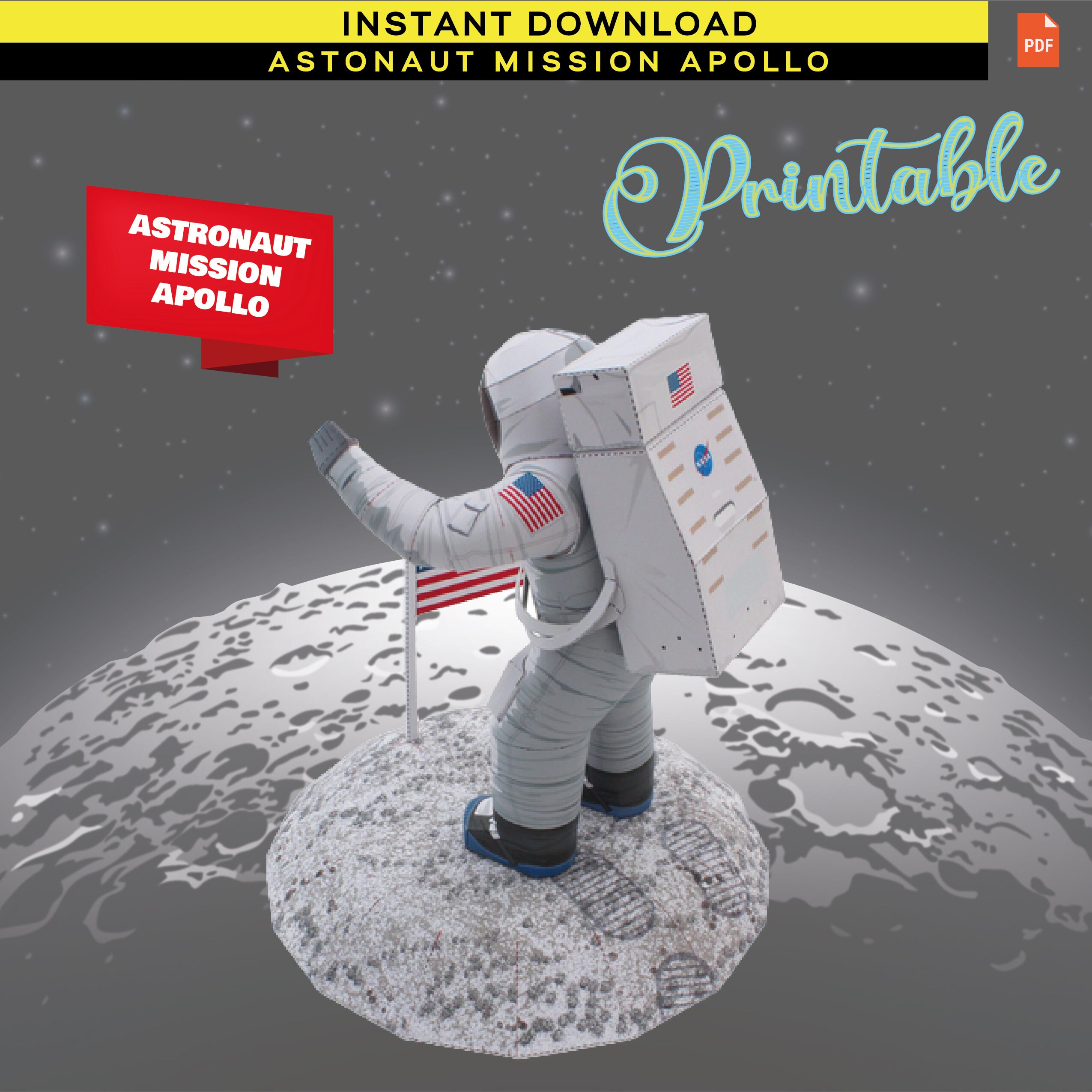 Astronaut in His Apollo Mission Spacesuit, Make Figure Space a PDF to ...
