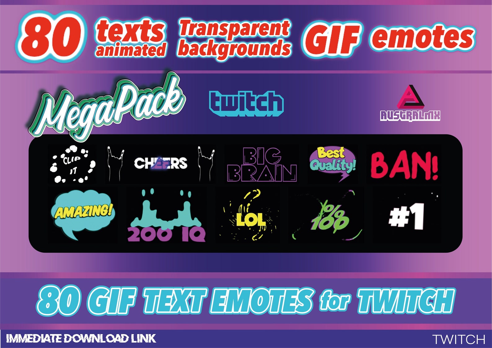 80 Animated Gif Texts in Mega Package Designed for Emotes Twitch or ...